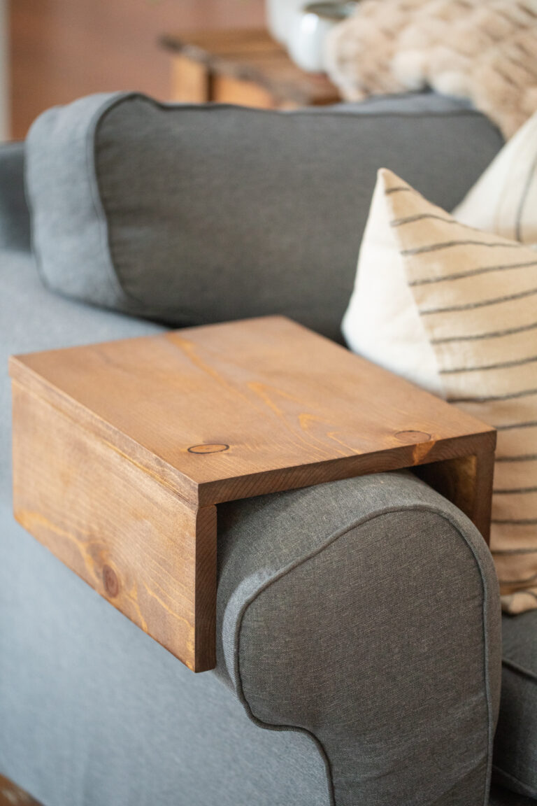 How to Build a DIY Couch Arm Table Tray for Your Sofa - Full Hearted Home