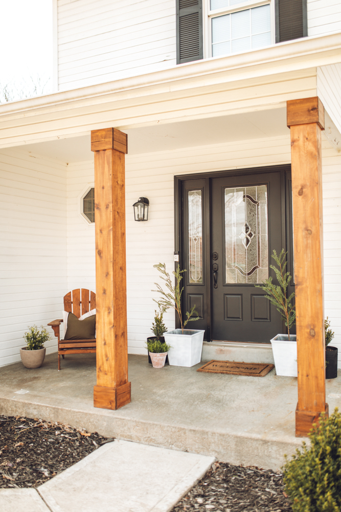 DIY Wood Porch Columns (Stain Color) - Full Hearted Home